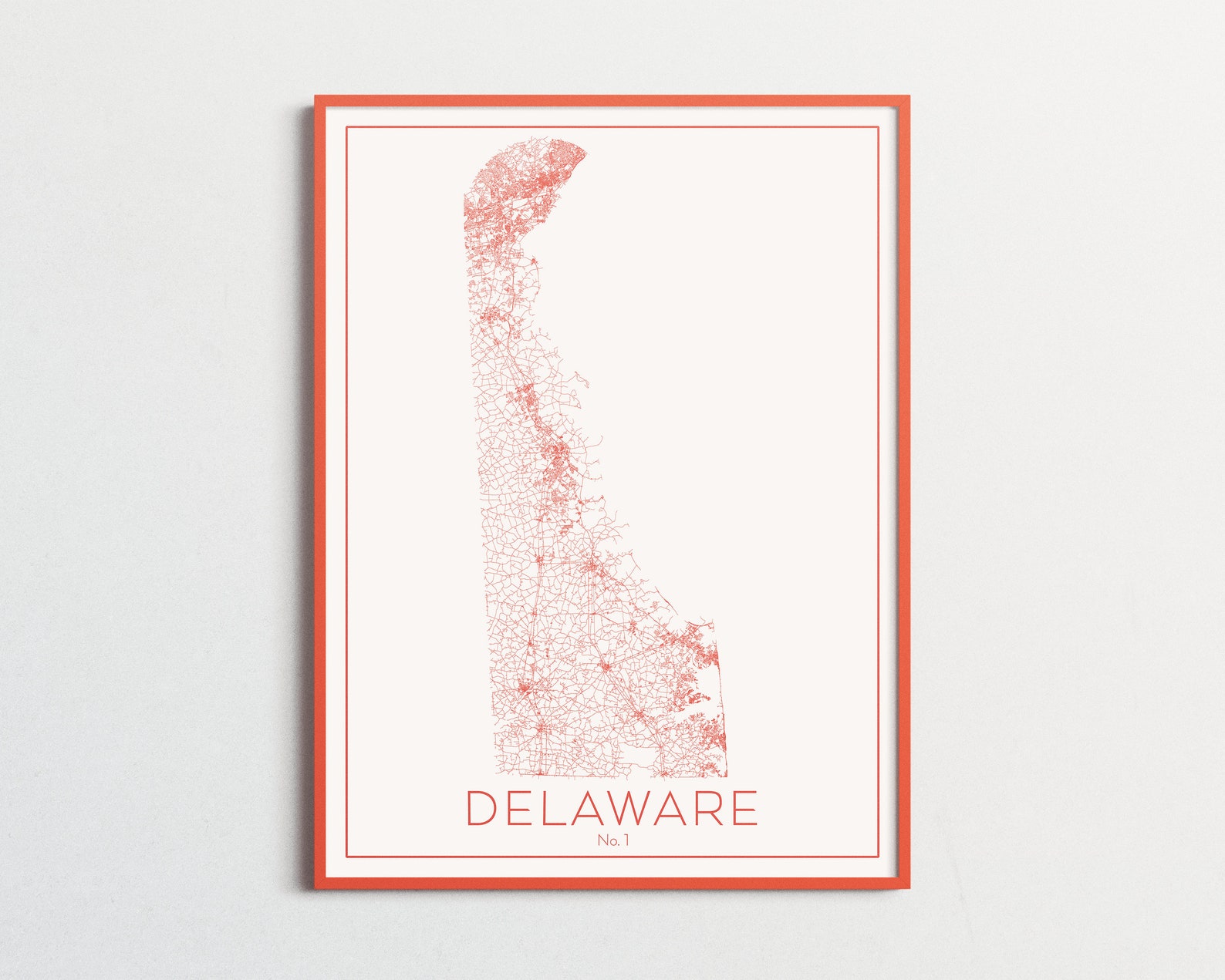 Delaware DE State Map Road Map Roadways Different Custom Color - Etsy