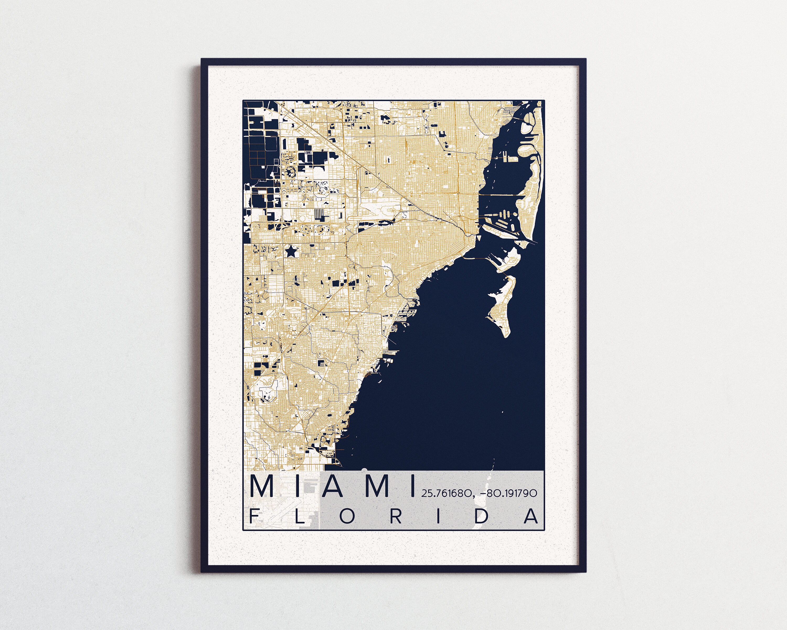 Miami Map Florida International University Poster Print City - Etsy