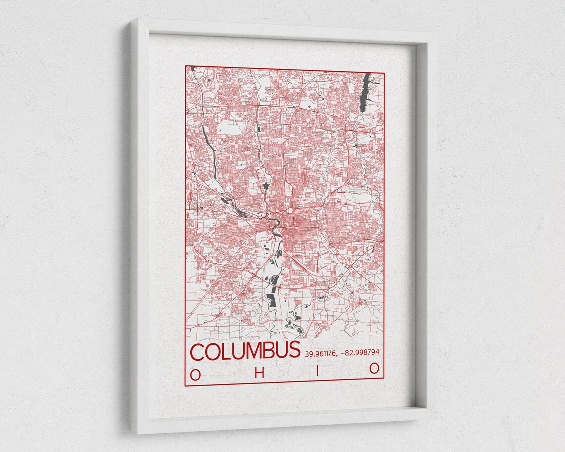 Columbus Map the Ohio State University Poster Print City of - Etsy