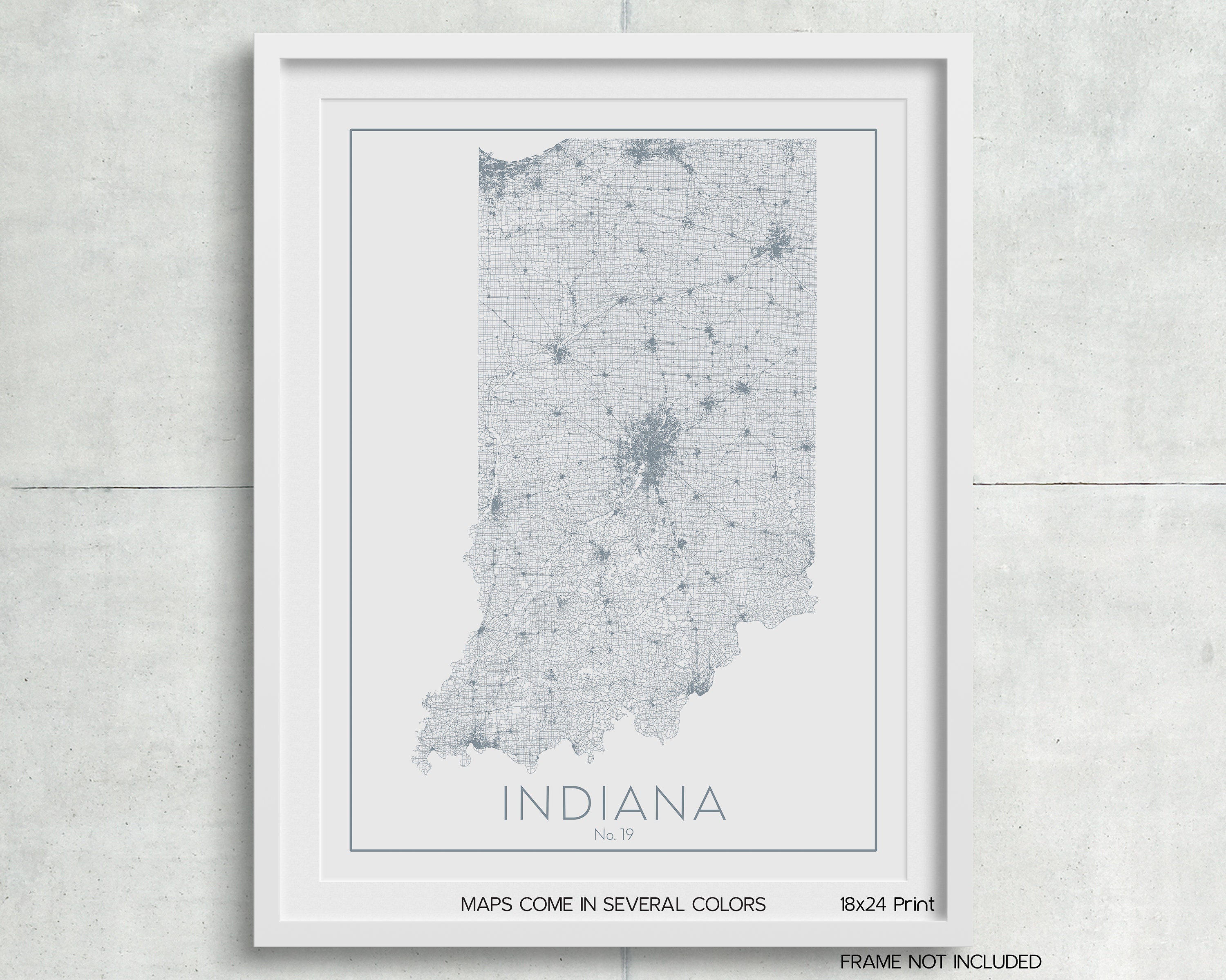 Indiana Art Map Indiana State Map Graduation Gift | Etsy