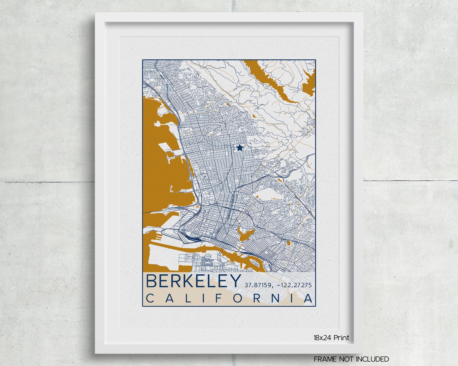 Berkeley California Map Poster UC Berkeley Print City Golden - Etsy