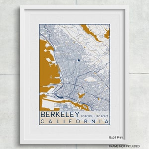 Berkeley California Map Poster UC Berkeley Print City Golden Bears Map ...