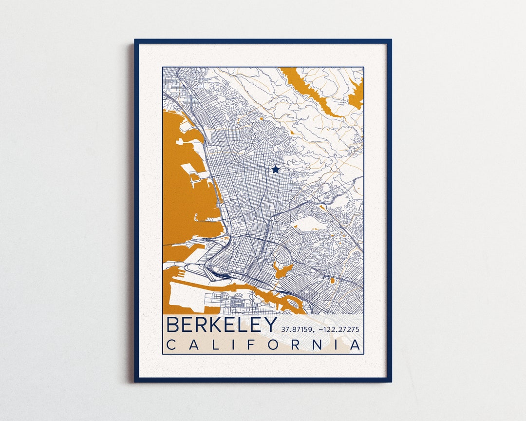 Berkeley California Map Poster UC Berkeley Print City Golden Bears Map ...