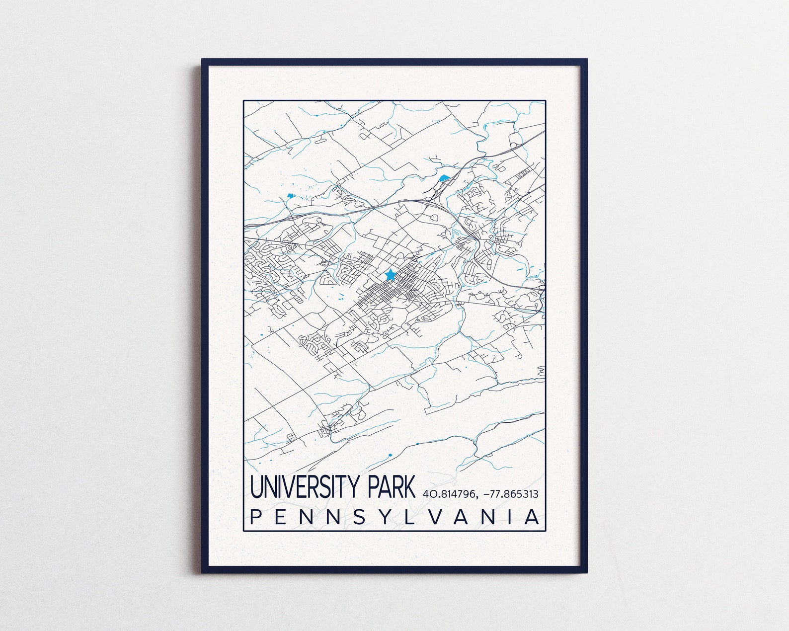 University Park PA Map Pennsylvania State University PSU Poster Print ...