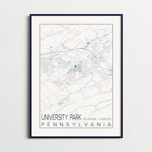 University Park PA Map Pennsylvania State University PSU Poster Print ...