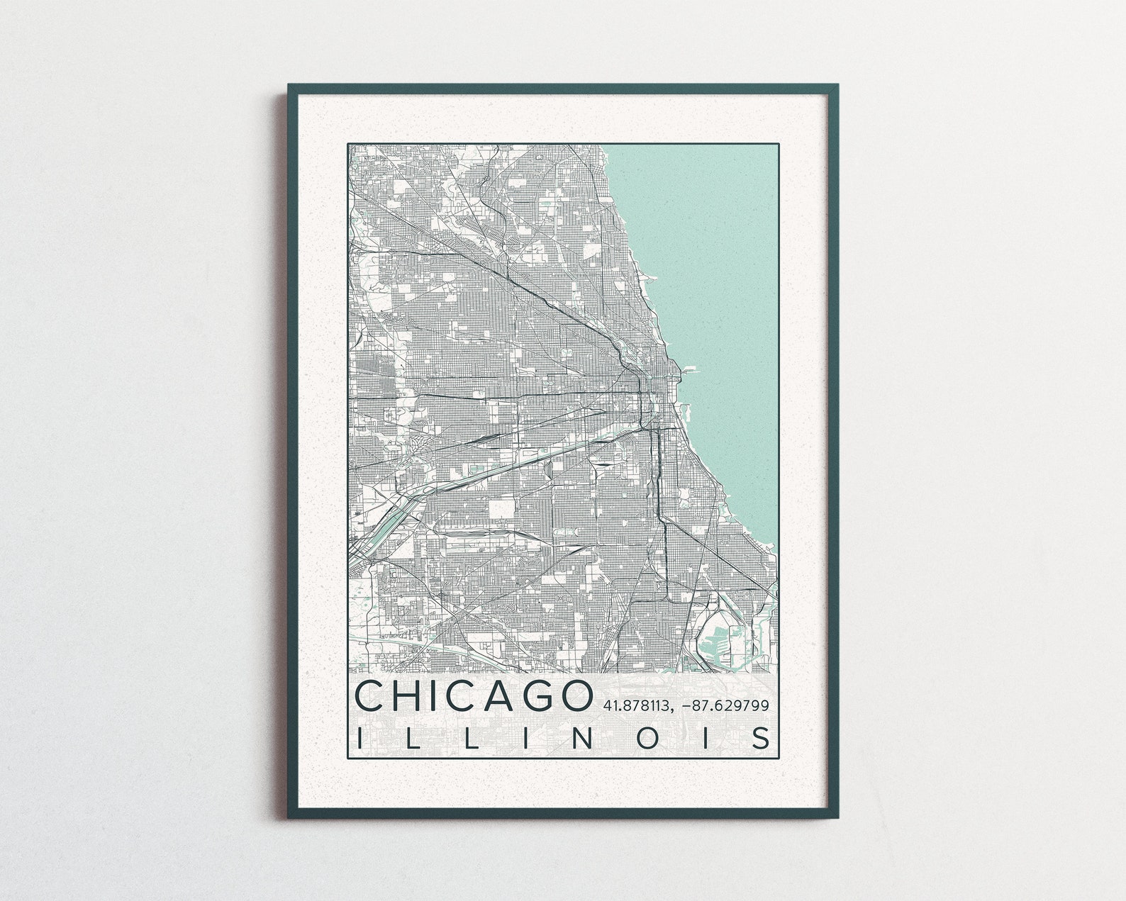 Chicago Illinois City Map Print Poster Blue Green Windy City Lake ...