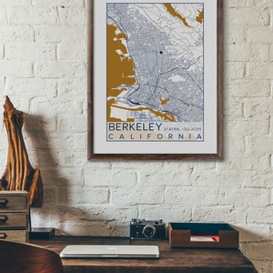 Berkeley California Map Poster UC Berkeley Print City Golden Bears Map ...