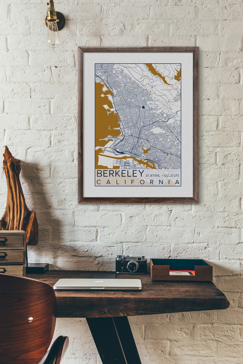 Berkeley California Map Poster UC Berkeley Print City Golden | Etsy