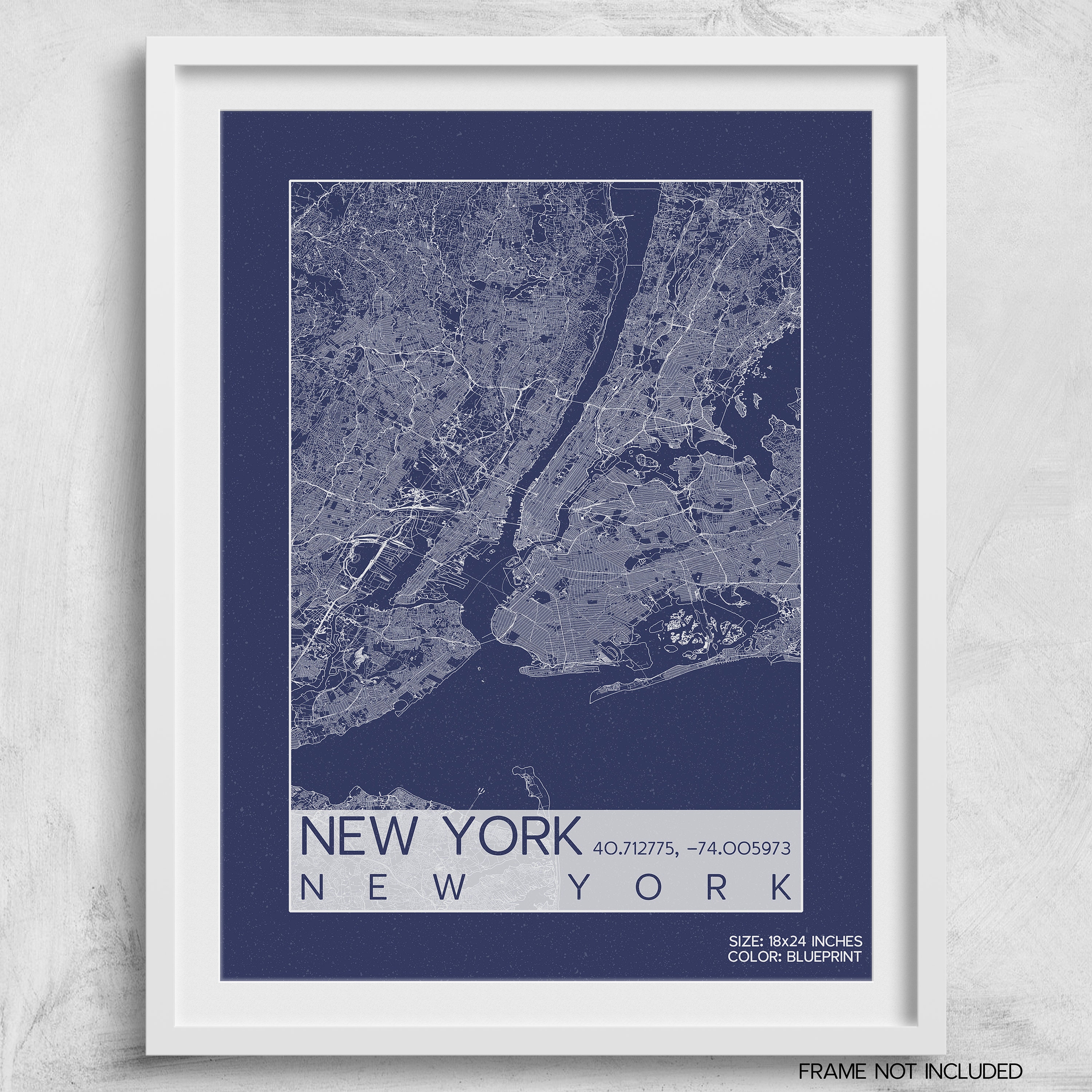 New York City New York Map Print Poster Blueprint NYC Central - Etsy