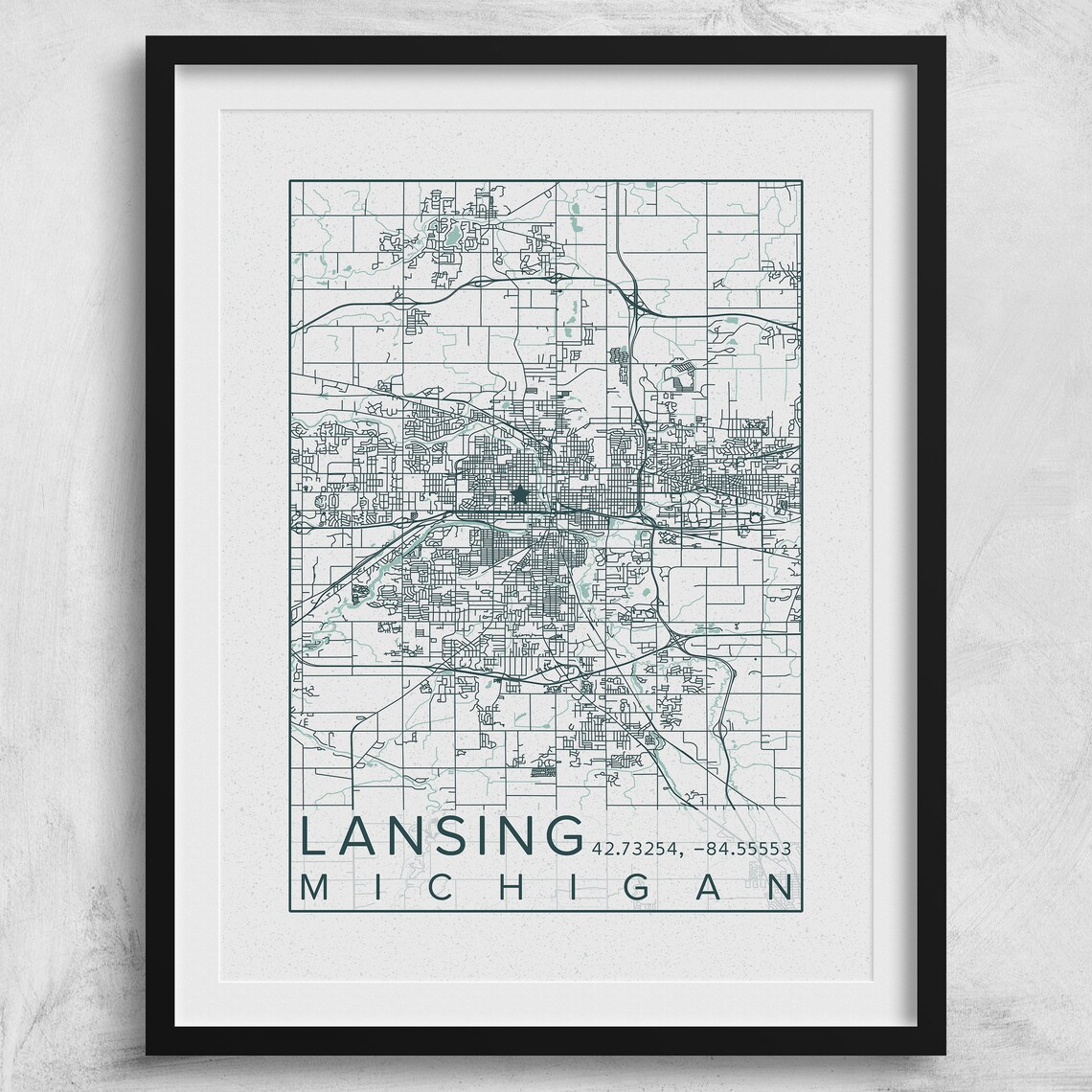 Lansing City Map Print Poster Blueprint Plans Lansing Michigan | Etsy