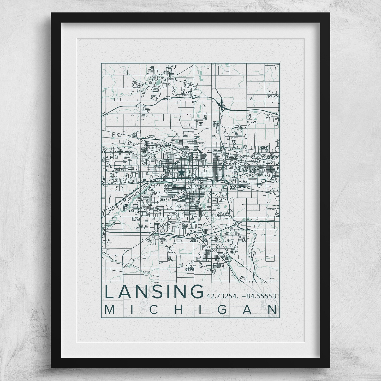 Lansing City Map Print Poster Antique Vintage Aged Lansing | Etsy