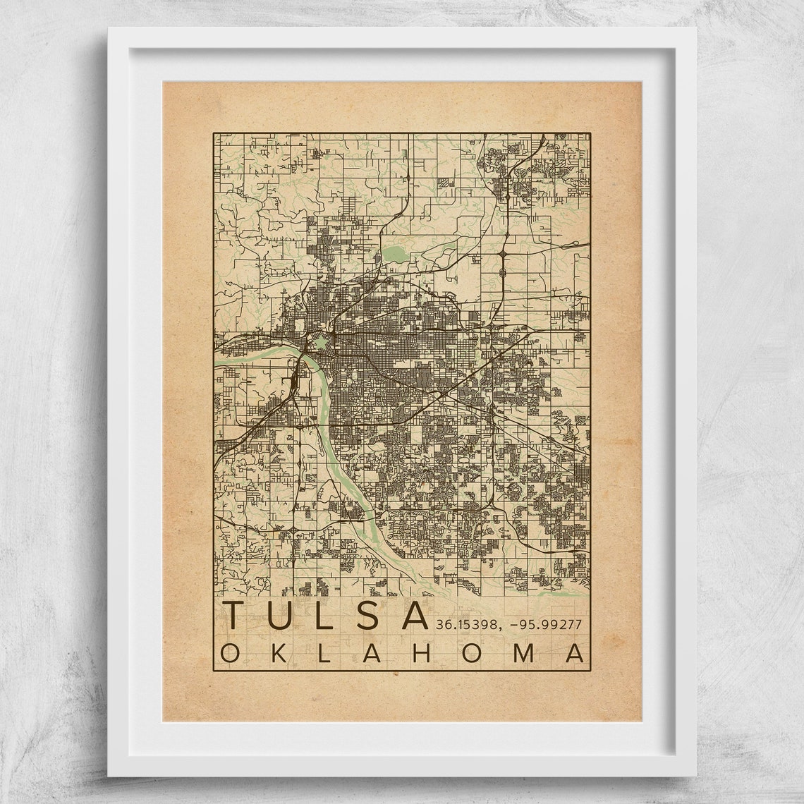 Tulsa Map Print Poster Blueprint Plans Downtown Tulsa Oklahoma - Etsy
