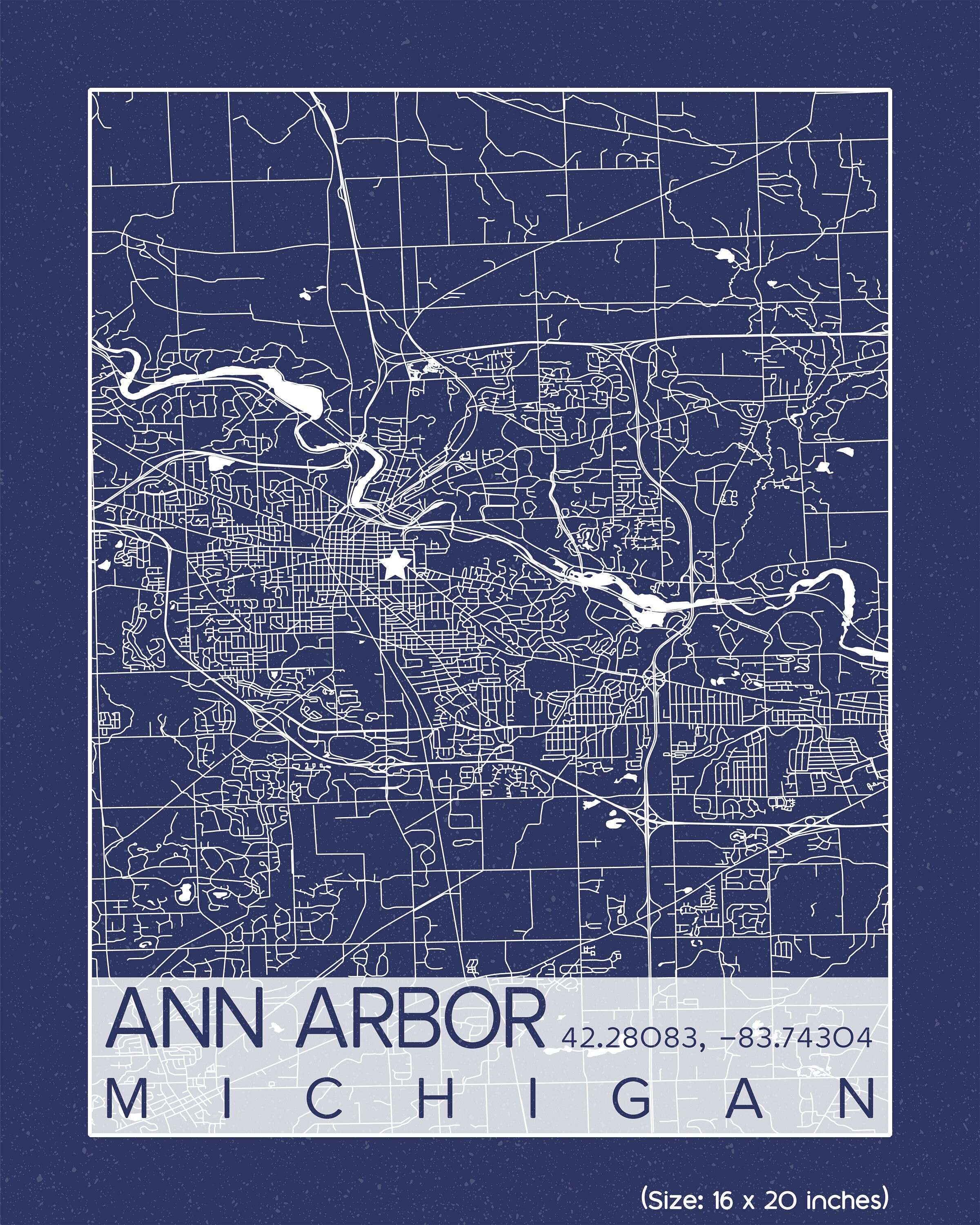 Ann Arbor City Map Print Poster Blueprint Plans Ann Arbor A2 | Etsy