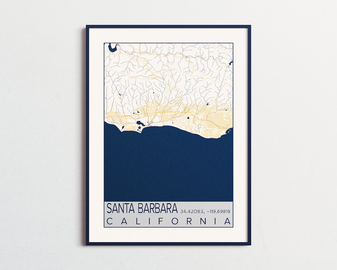 Santa Barbara California Map UC Santa Barbara Poster Print City Gauchos ...
