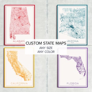 Custom State Map, Personalized, Boho, Wall Art, Decor, Home, Office ...