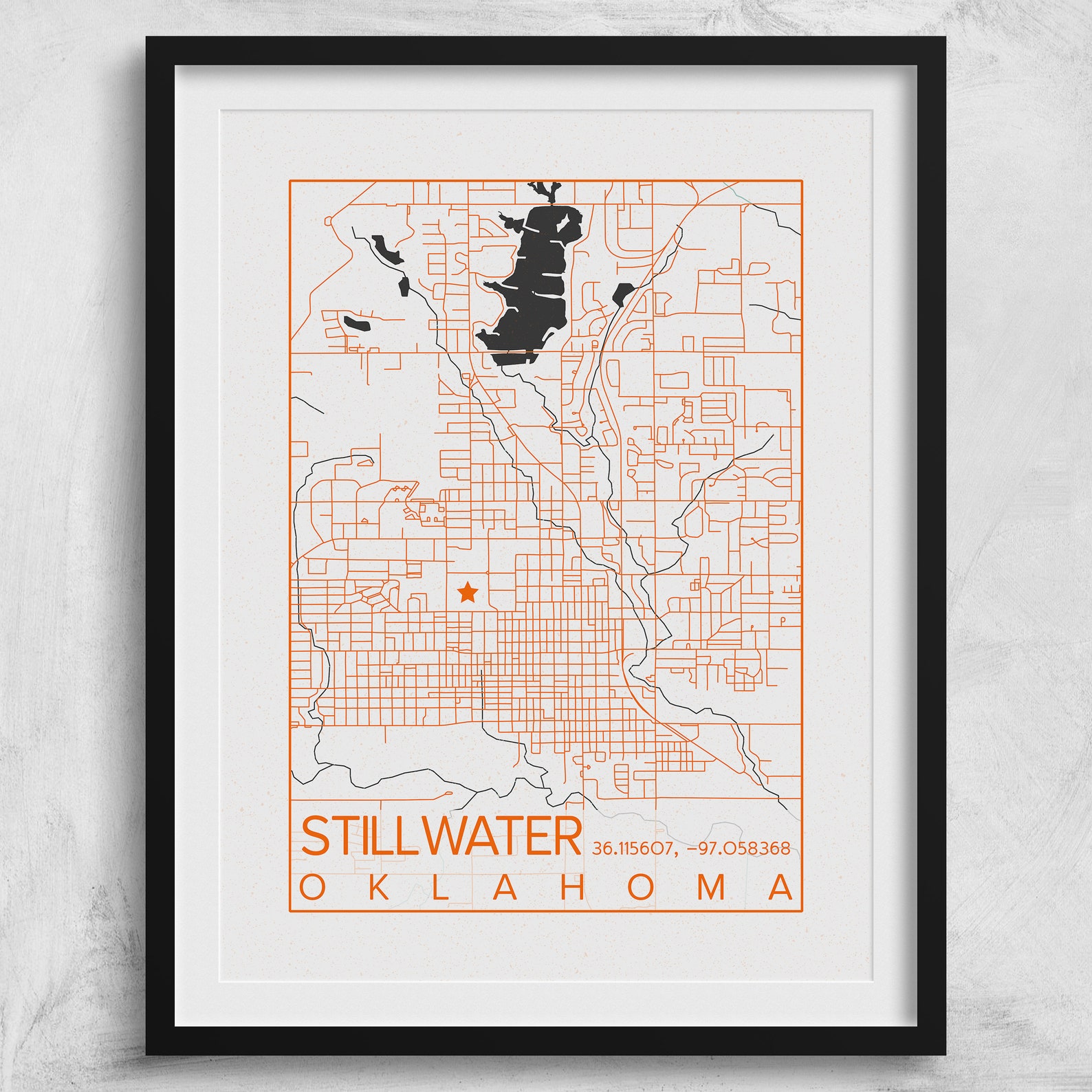 Stillwater OK Map Oklahoma State University Poster Print City Map ...