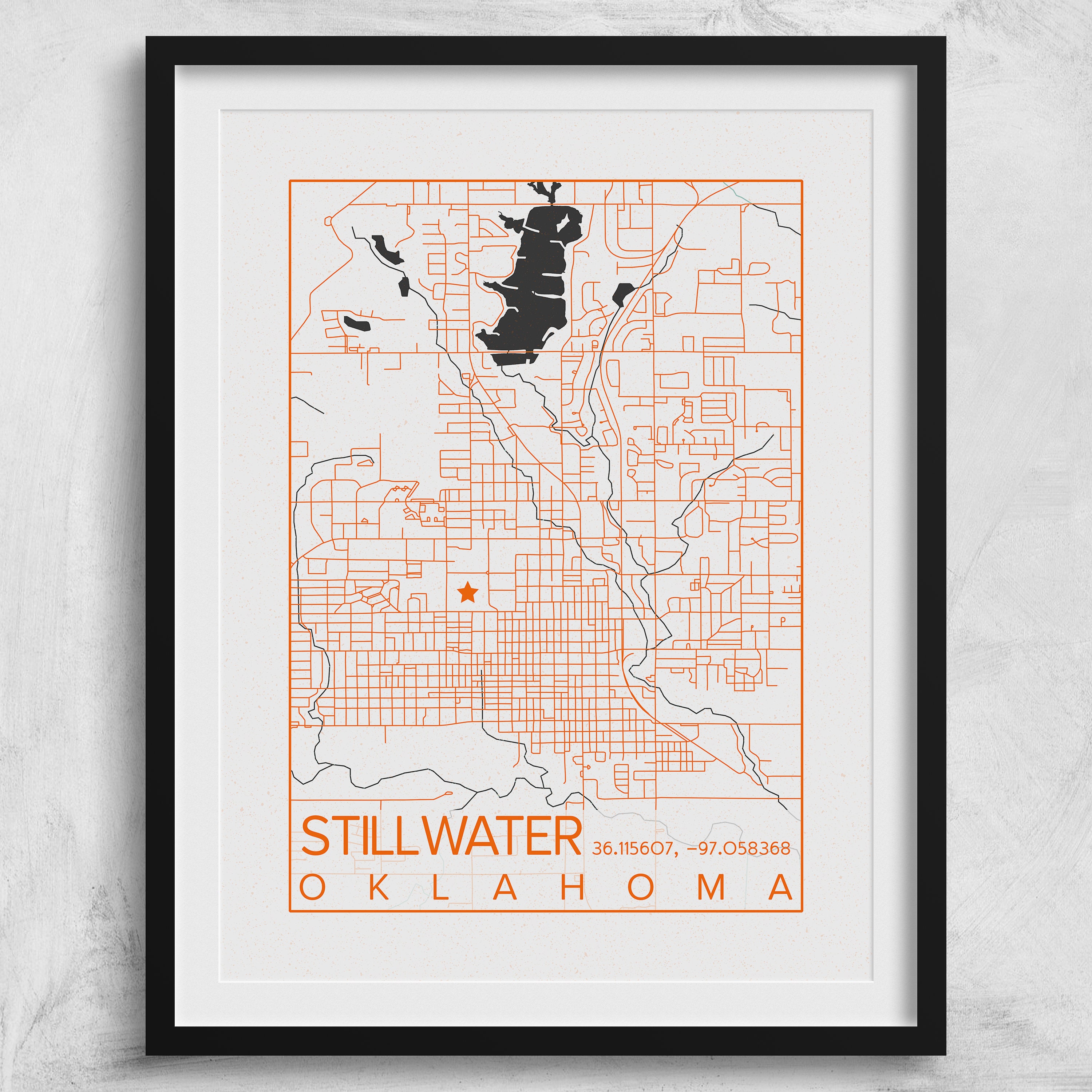 Stillwater OK Map Oklahoma State University Poster Print City Map ...