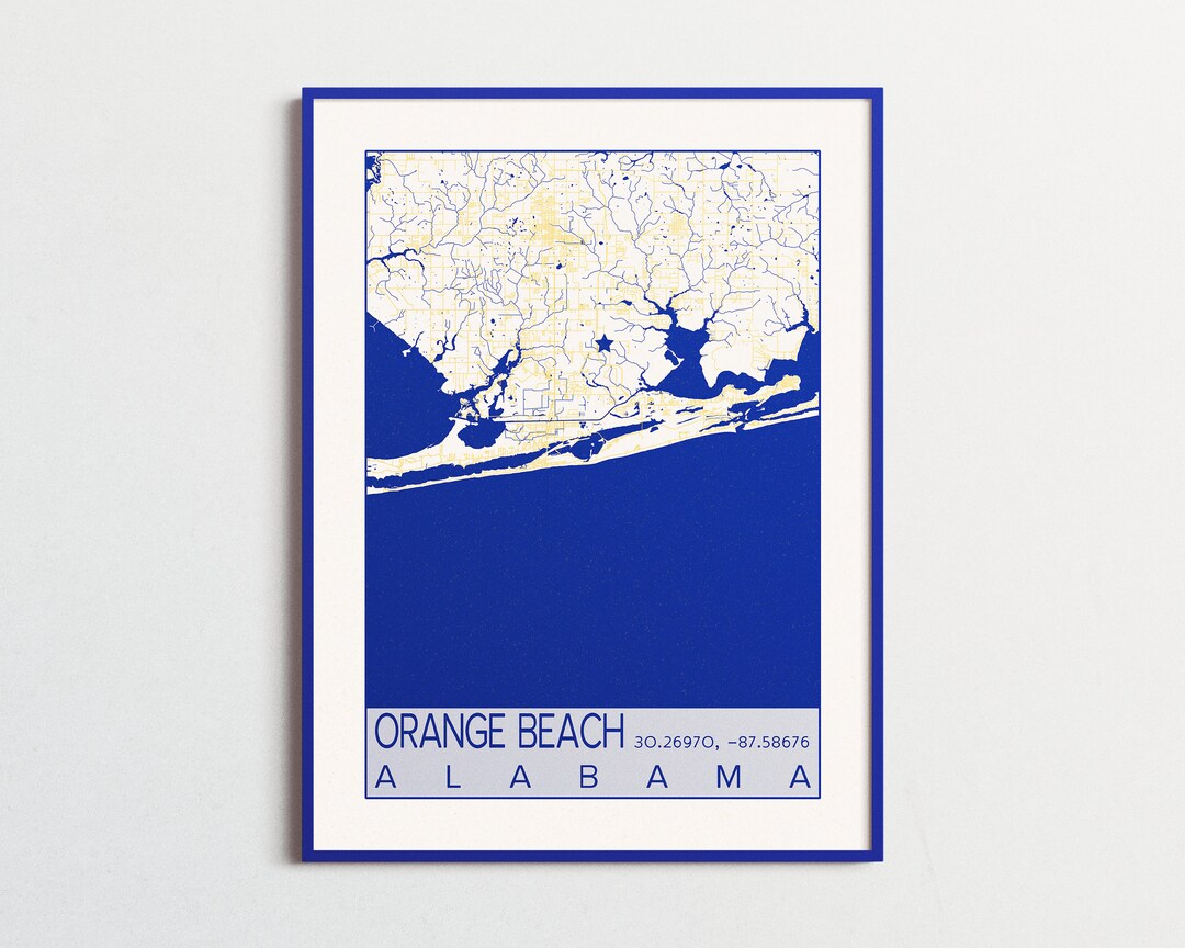 Orange Beach Alabama Map Columbia Southern University Poster Print City ...