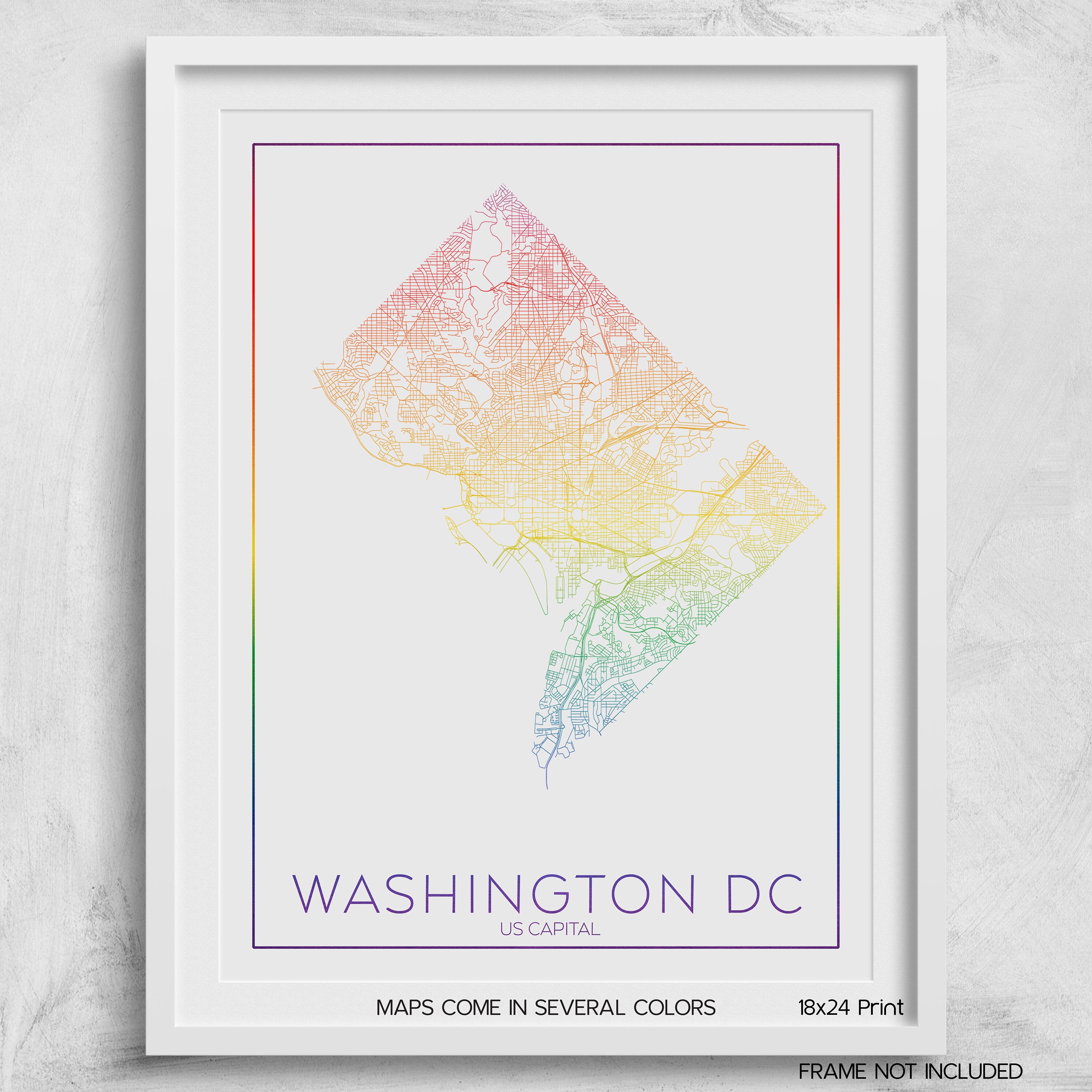 Washington DC District of Columbia State Map Road Map Roadways | Etsy