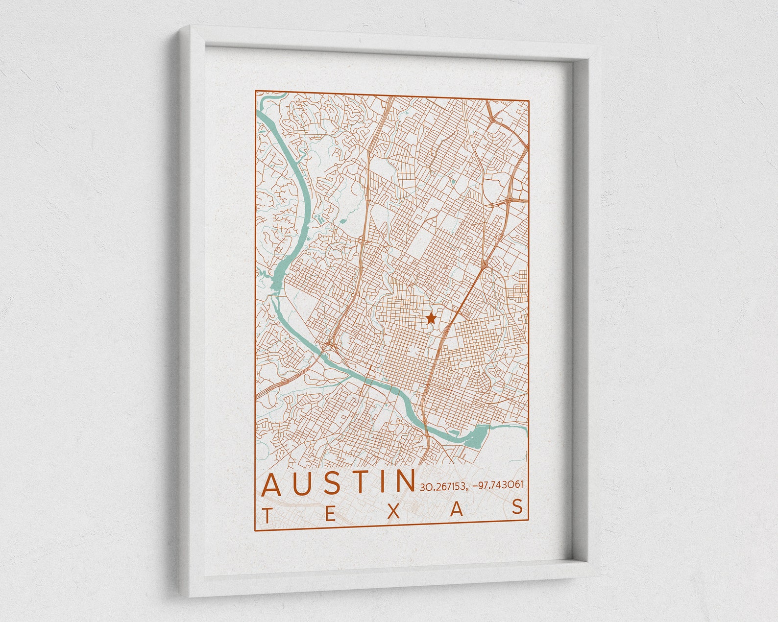 Austin Map University of Texas Print City of Austin Map - Etsy
