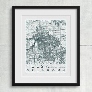 Tulsa Map Print Poster Blue Green Downtown Tulsa Oklahoma Okie - Etsy