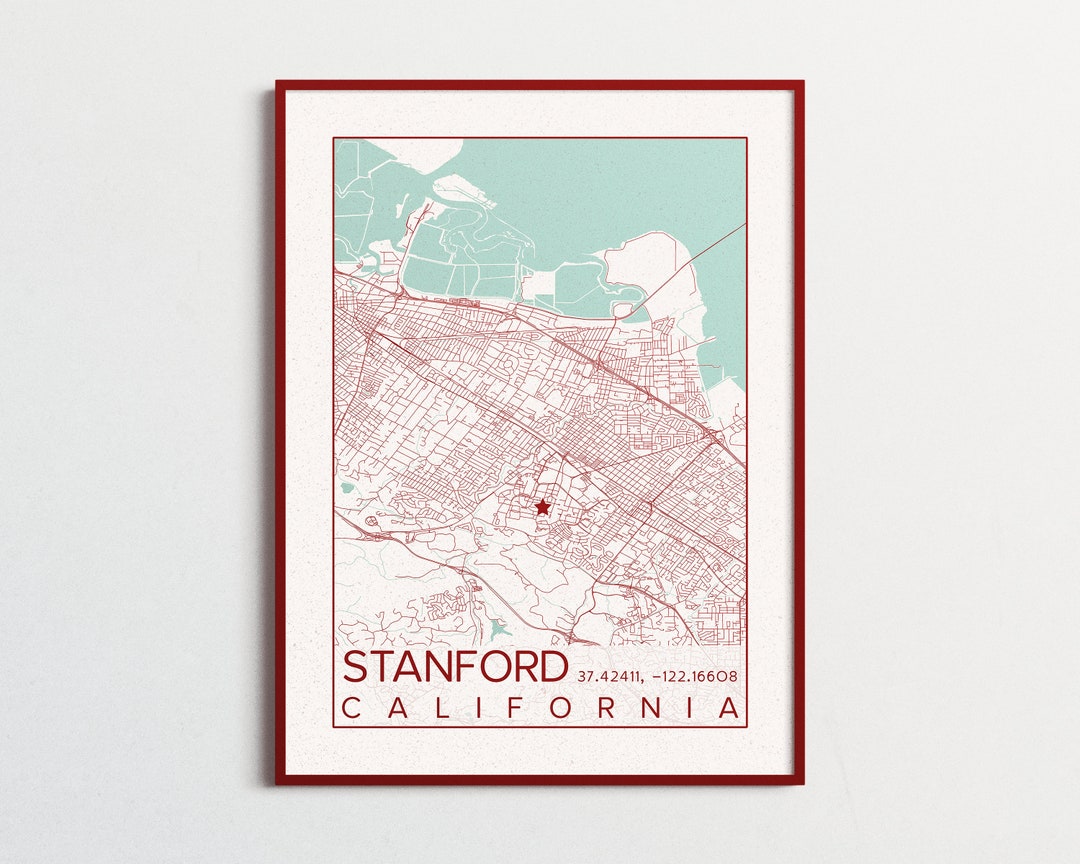 Stanford California Map Stanford University Poster Print City Map CA ...