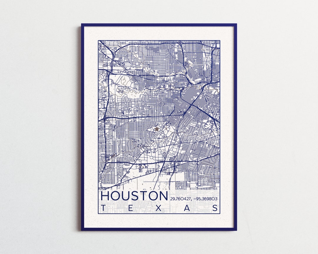 Houston Map Rice University Print City of Houston Map Owls Sammy Map ...