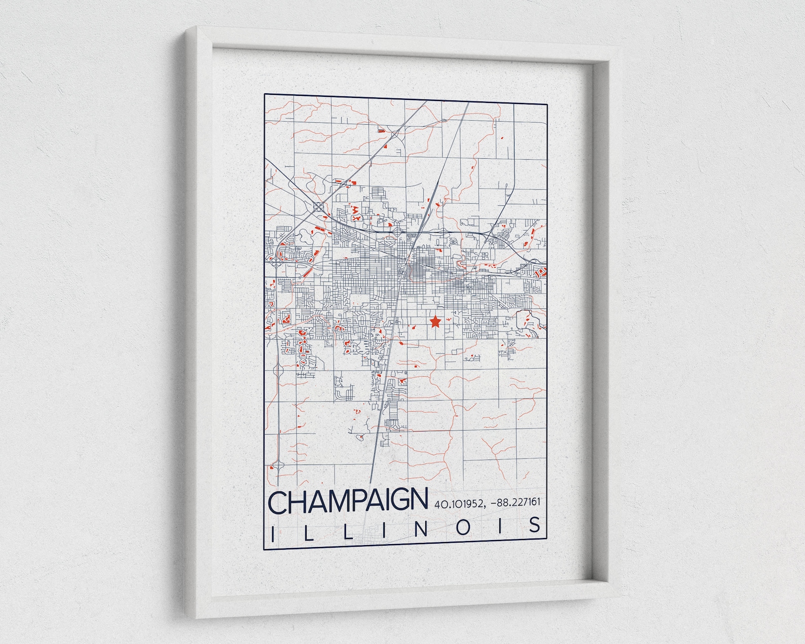 Urbana-champaign Illinois Map University of Illinois Print - Etsy