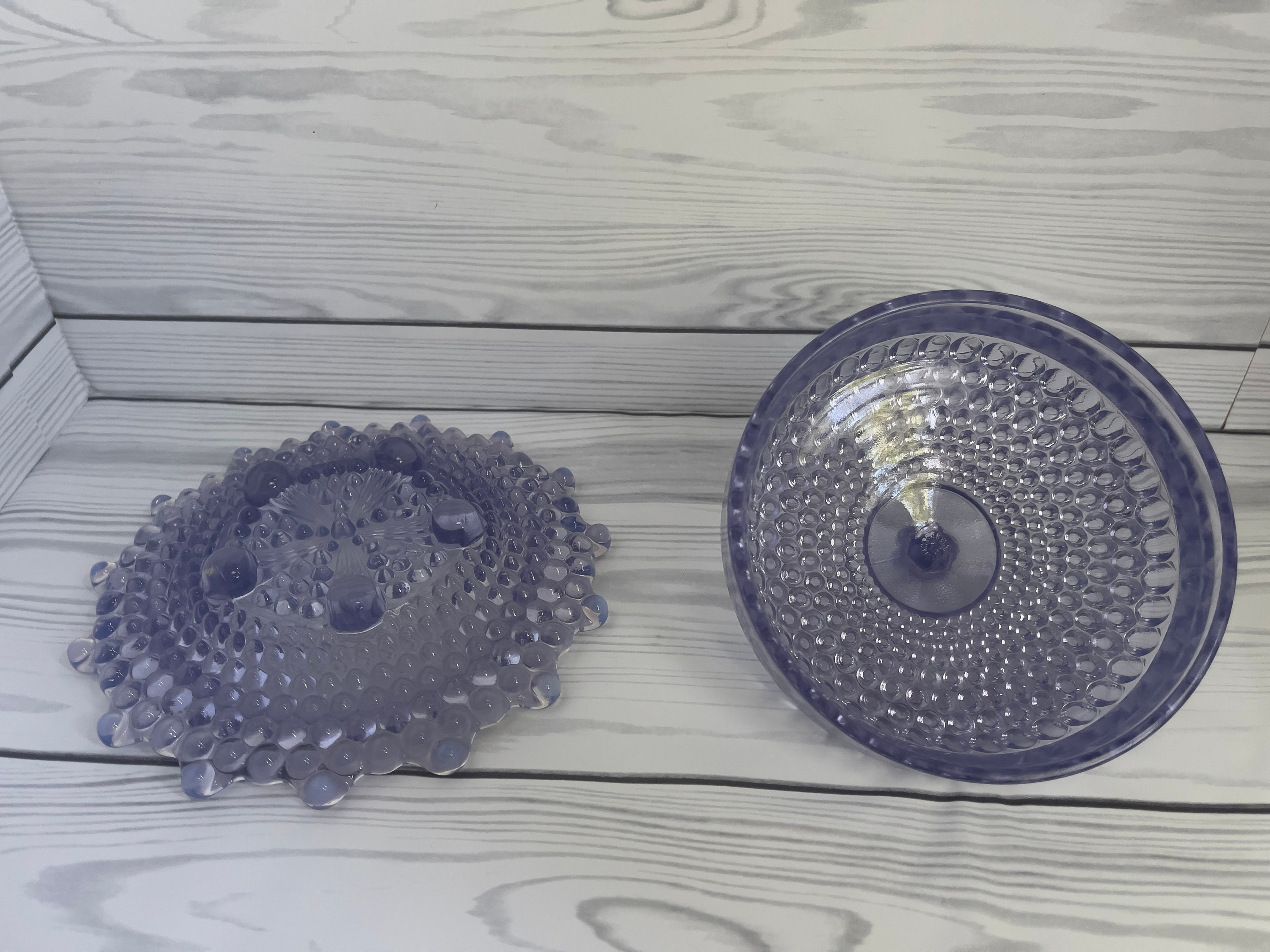 Westmoreland Butter/ Cheeseball Dish - Purple/ Blue Hobnail Pattern - Etsy