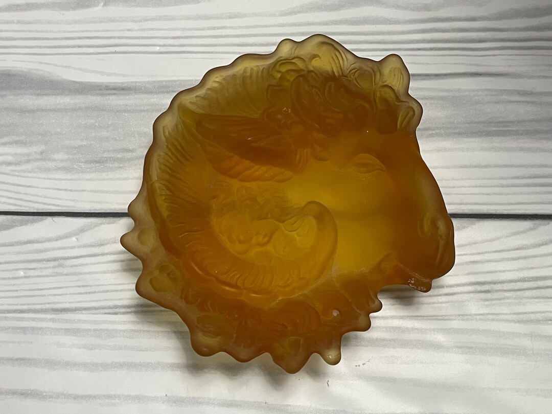 Vintage Amber Glass Tiffin Rams Head Ring/ Coin/ Trinket Dish - Etsy