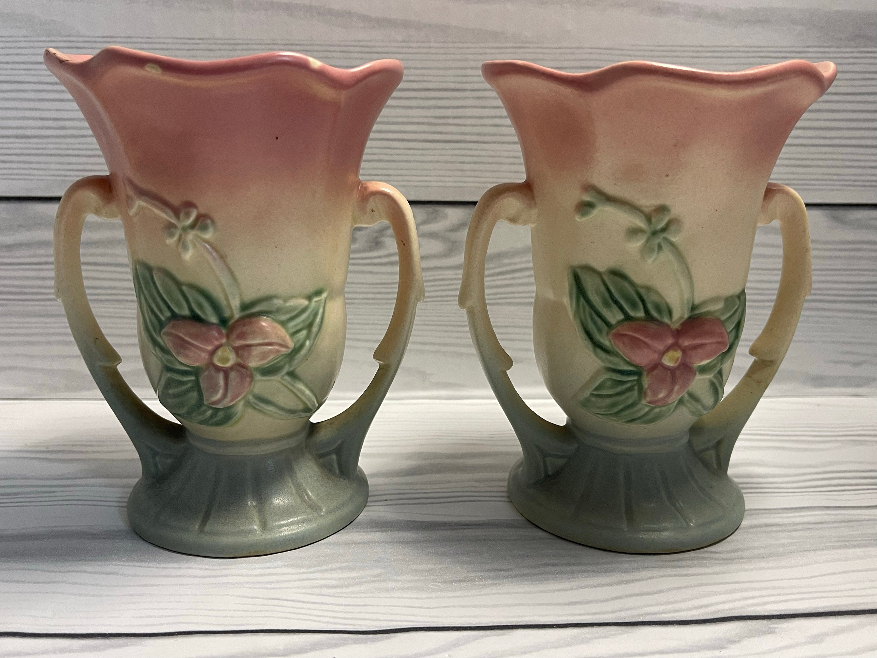 Vintage Hull Pottery Art USA Flower Vase Pink/ Blue/ Yellow - W-3-5 1/2 ...