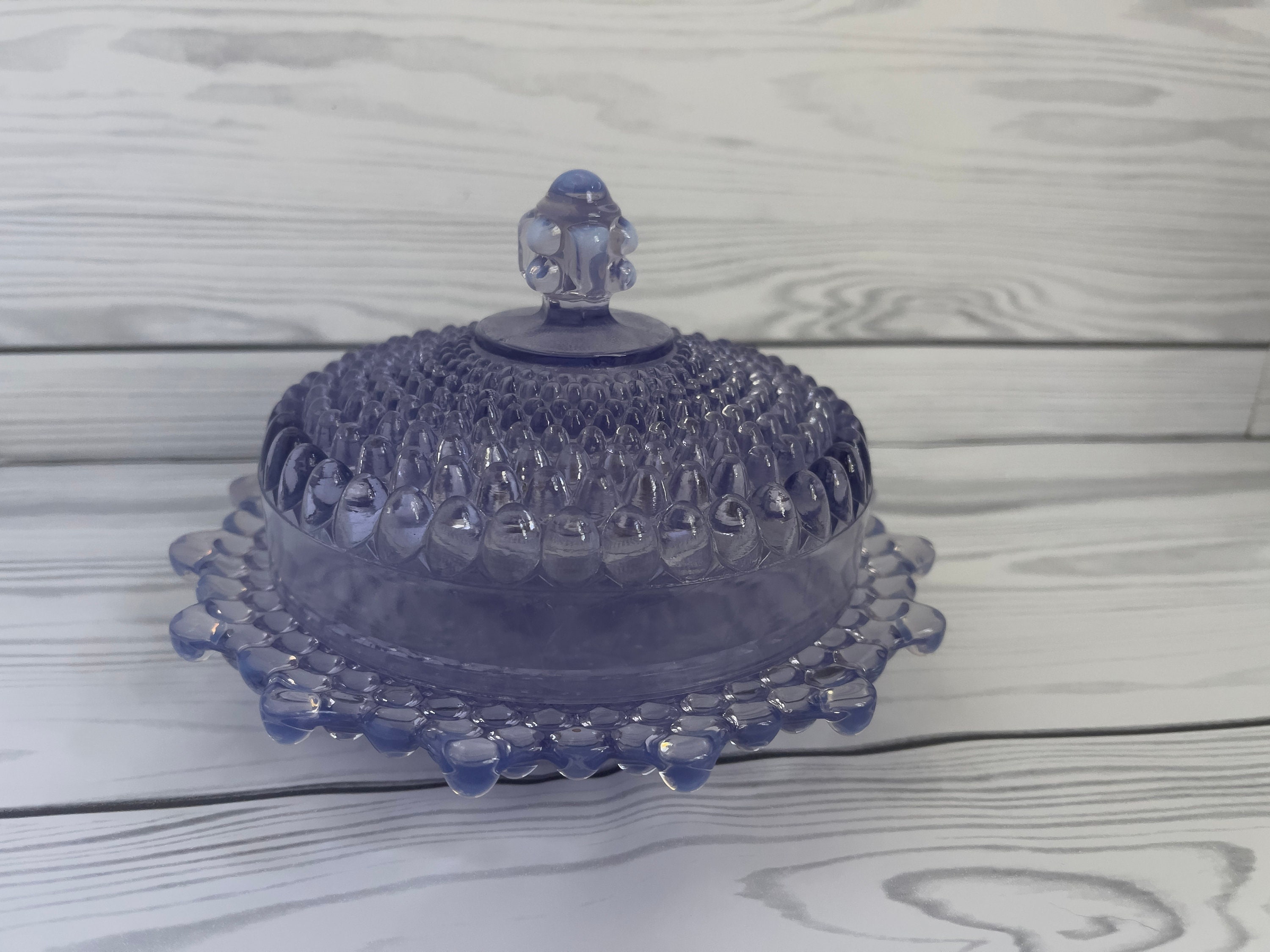 Westmoreland Butter/ Cheeseball Dish - Purple/ Blue Hobnail Pattern - Etsy
