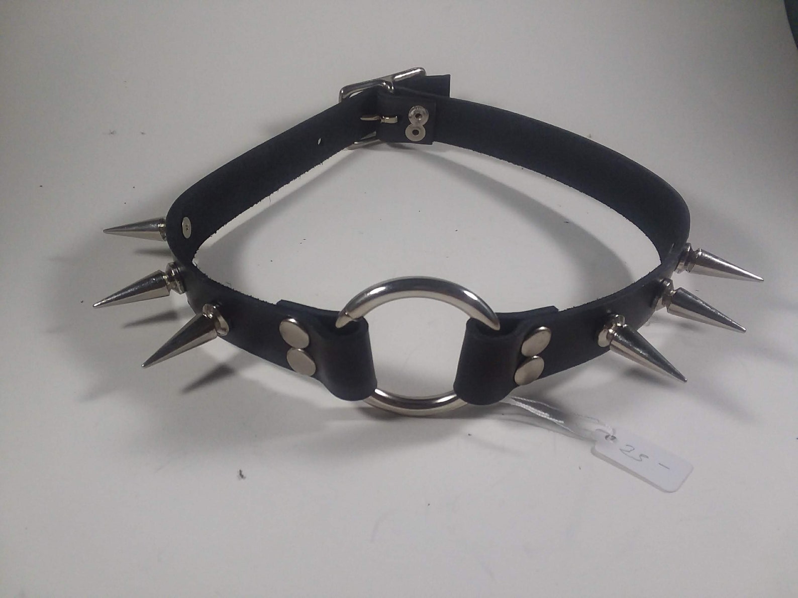 Daring and Edgy: Black Leather Collar With Spiked Split Ring - Etsy