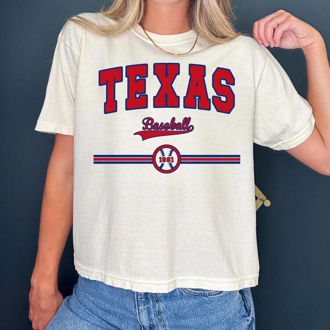 Vintage Texas Baseball Cropped Tshirt Texas Shirt Baseball T-shirt ...