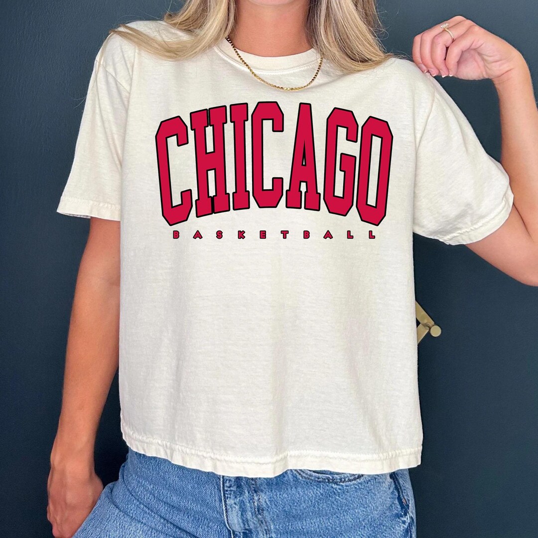 Vintage Chicago Basketball Cropped Tshirt Chicago Shirt Basketball T ...