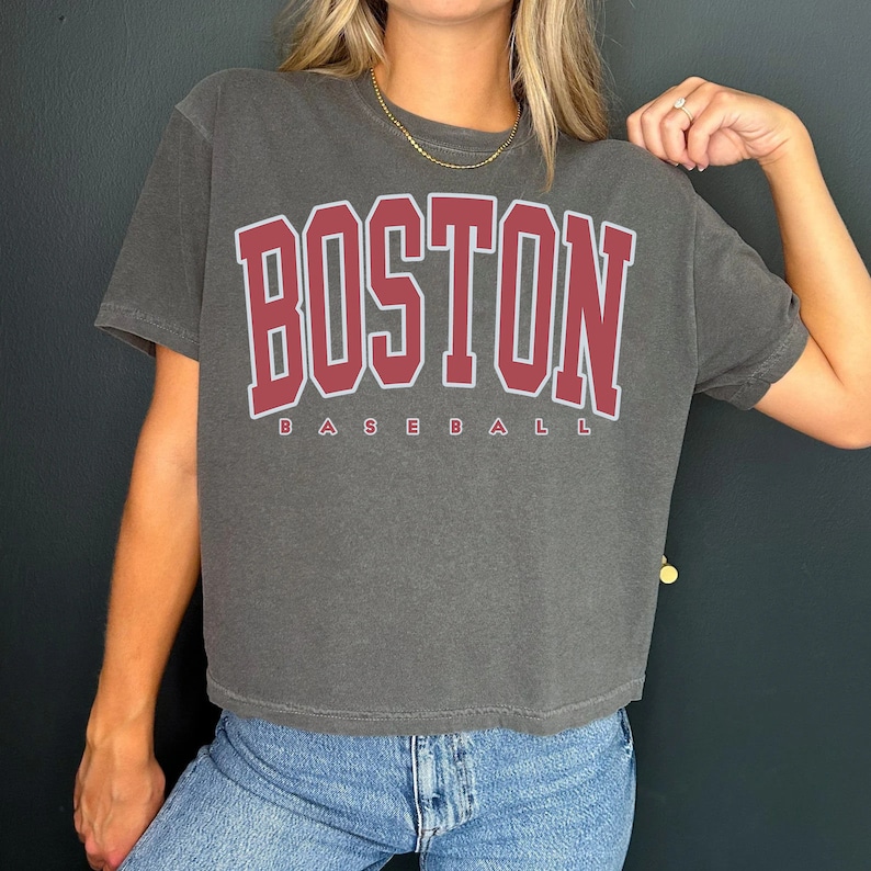 Vintage Boston Baseball Cropped Tshirt Boston Shirt Baseball T-shirt Retro Boston Tee Boston ...