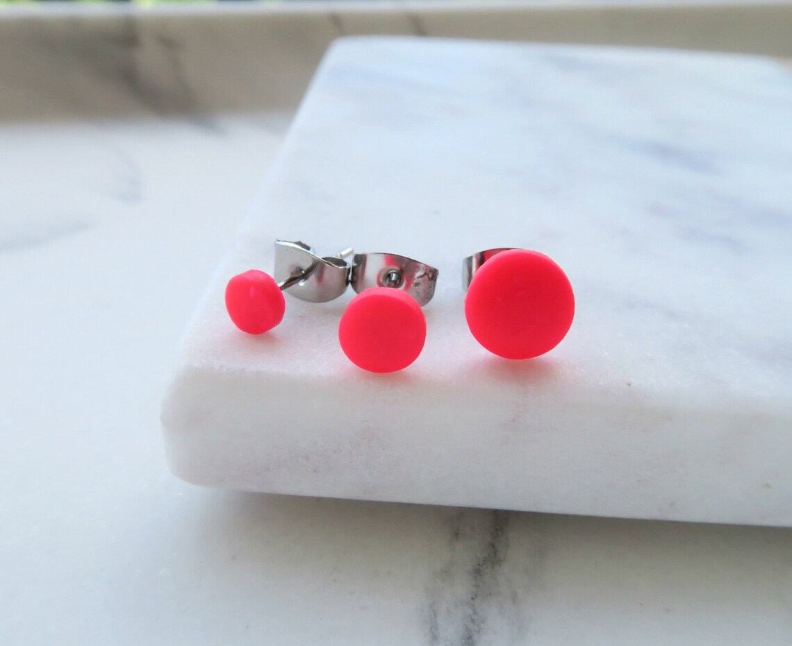 Neon Stud Earrings Matte Black Studs Unisex Men Studs | Etsy