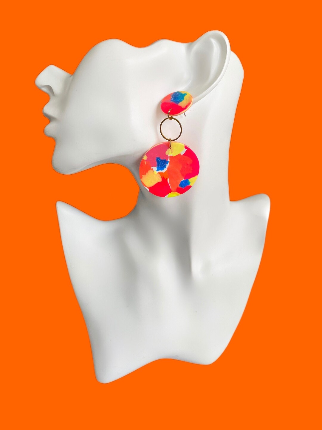 Funky Colorful Earrings Unique Modern Jewelry Rainbow Clay - Etsy