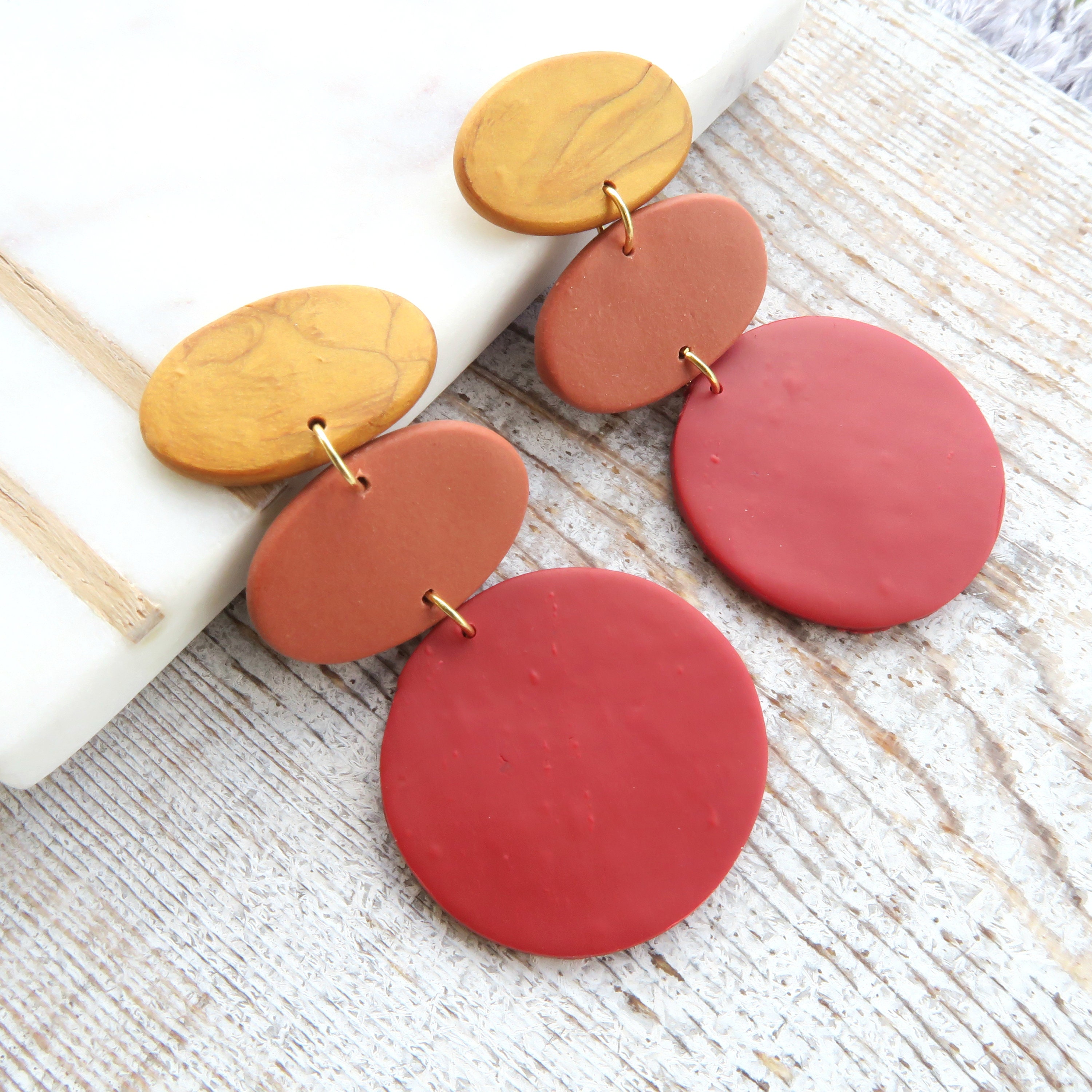 Abstract Dangle Earrings| Statement Earrings| Red Polymer Clay Earrings ...