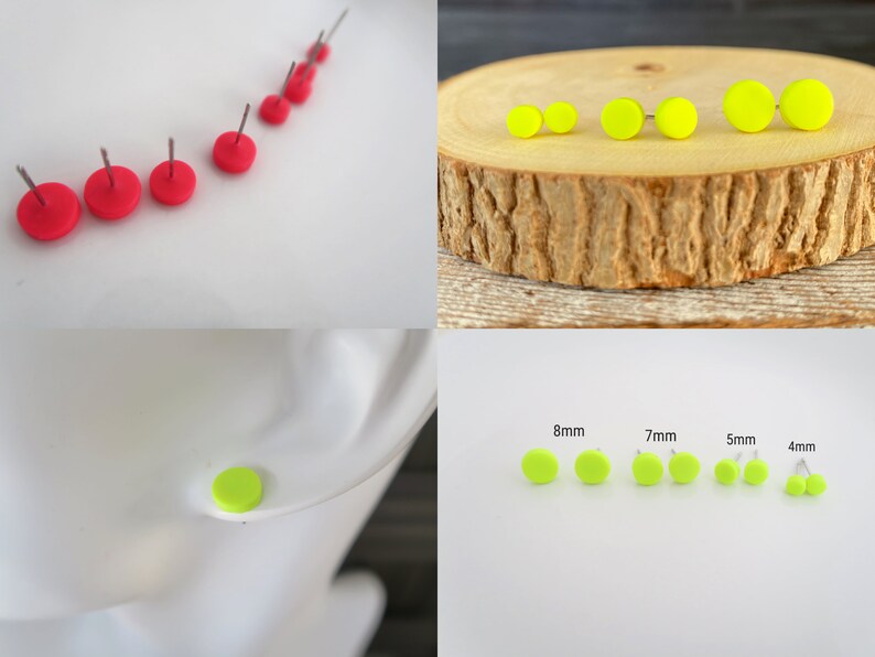 Neon Stud Earrings Matte Black Studs Unisex Men Studs - Etsy