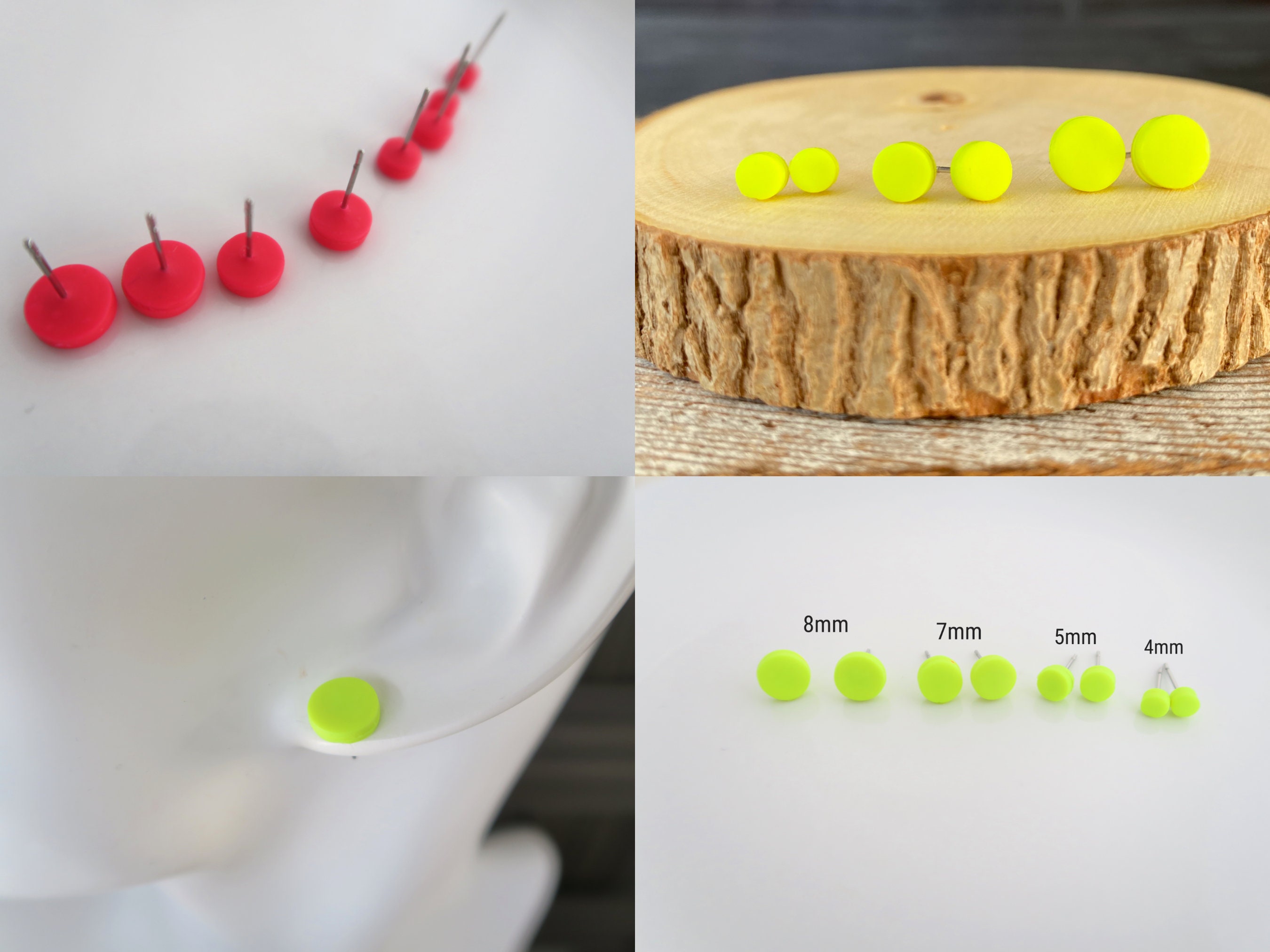 Neon Stud Earrings, Matte Black Studs Unisex, Men Studs Earrings ...