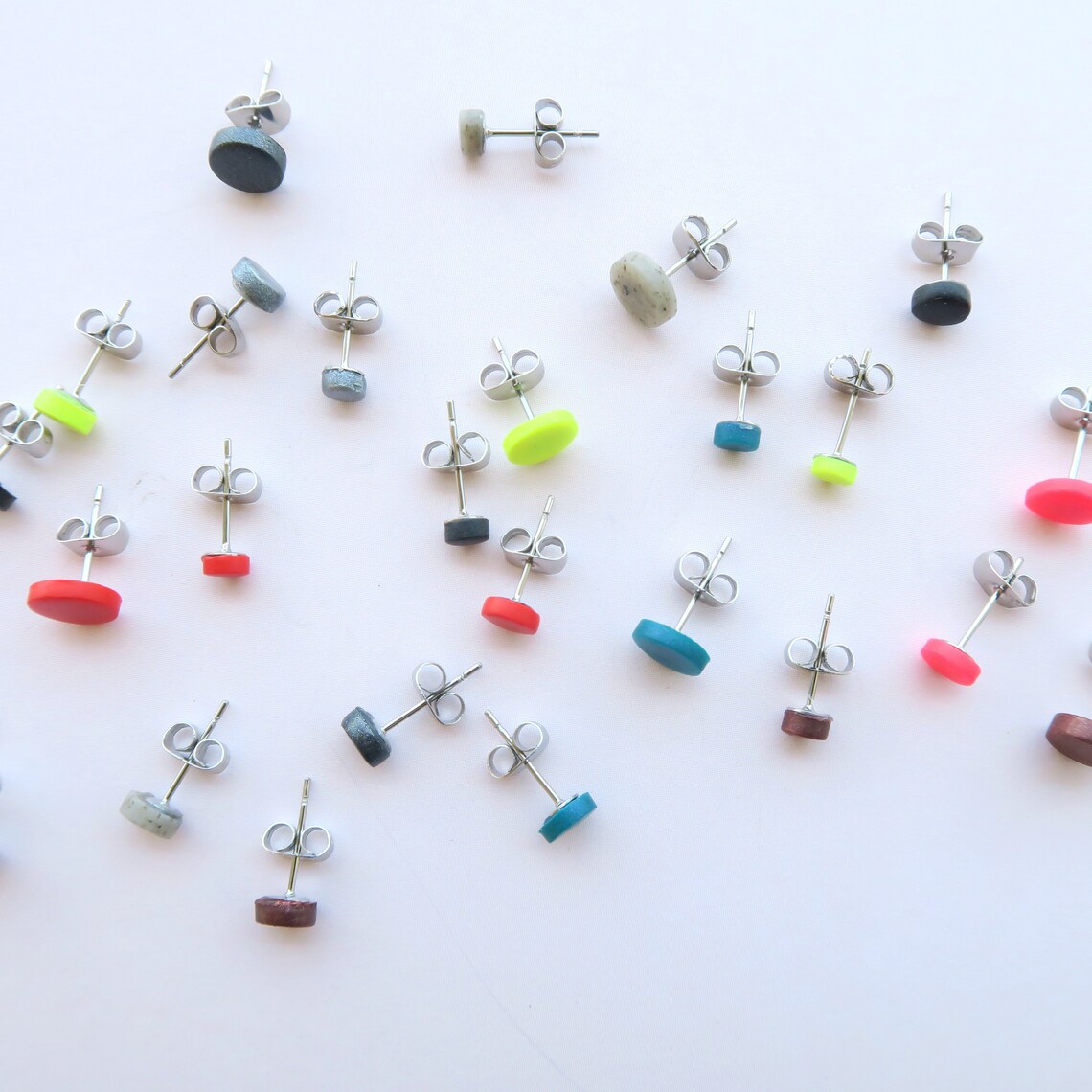 Neon Stud Earrings Matte Black Studs Unisex Men Studs | Etsy