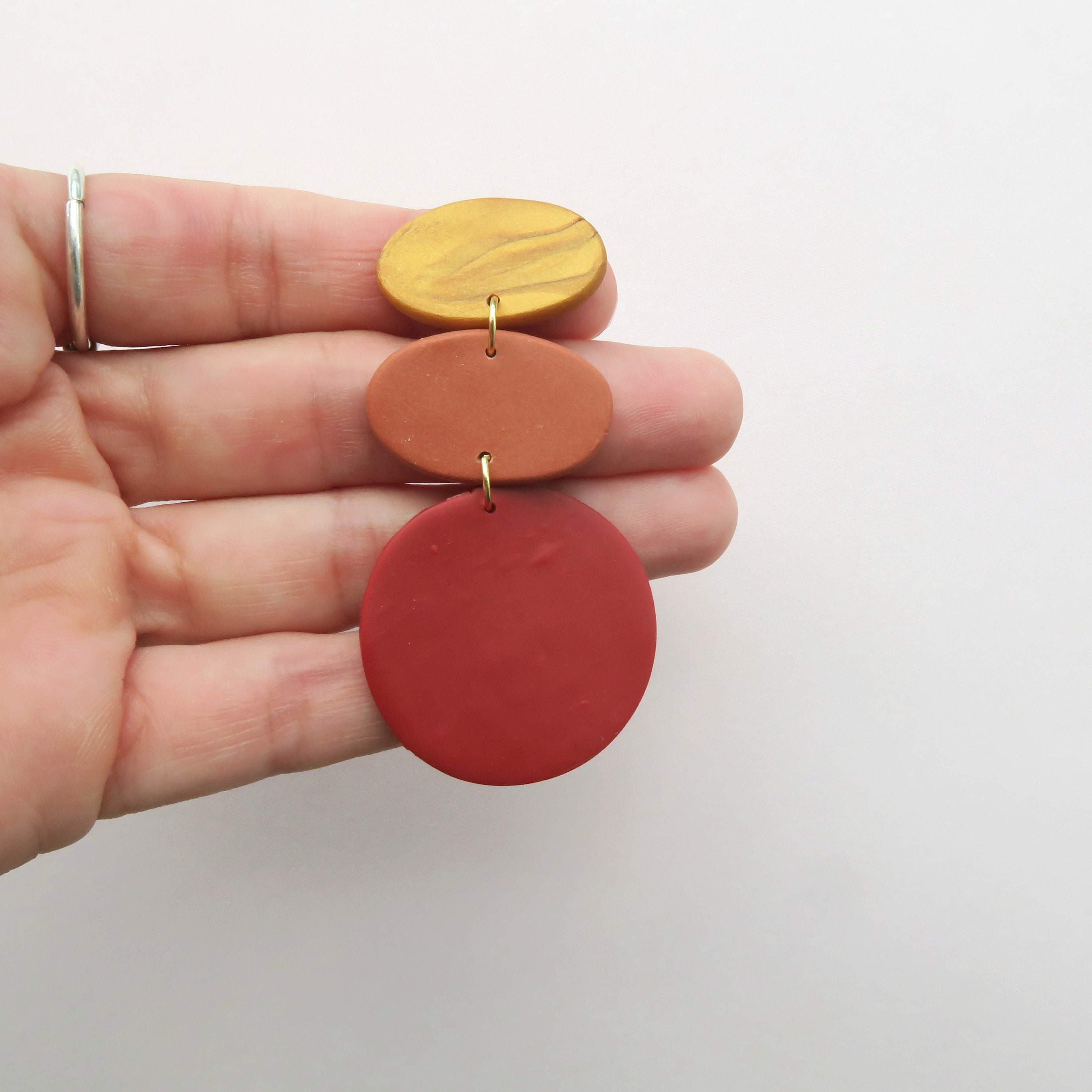 Abstract Dangle Earrings| Statement Earrings| Red Polymer Clay Earrings ...