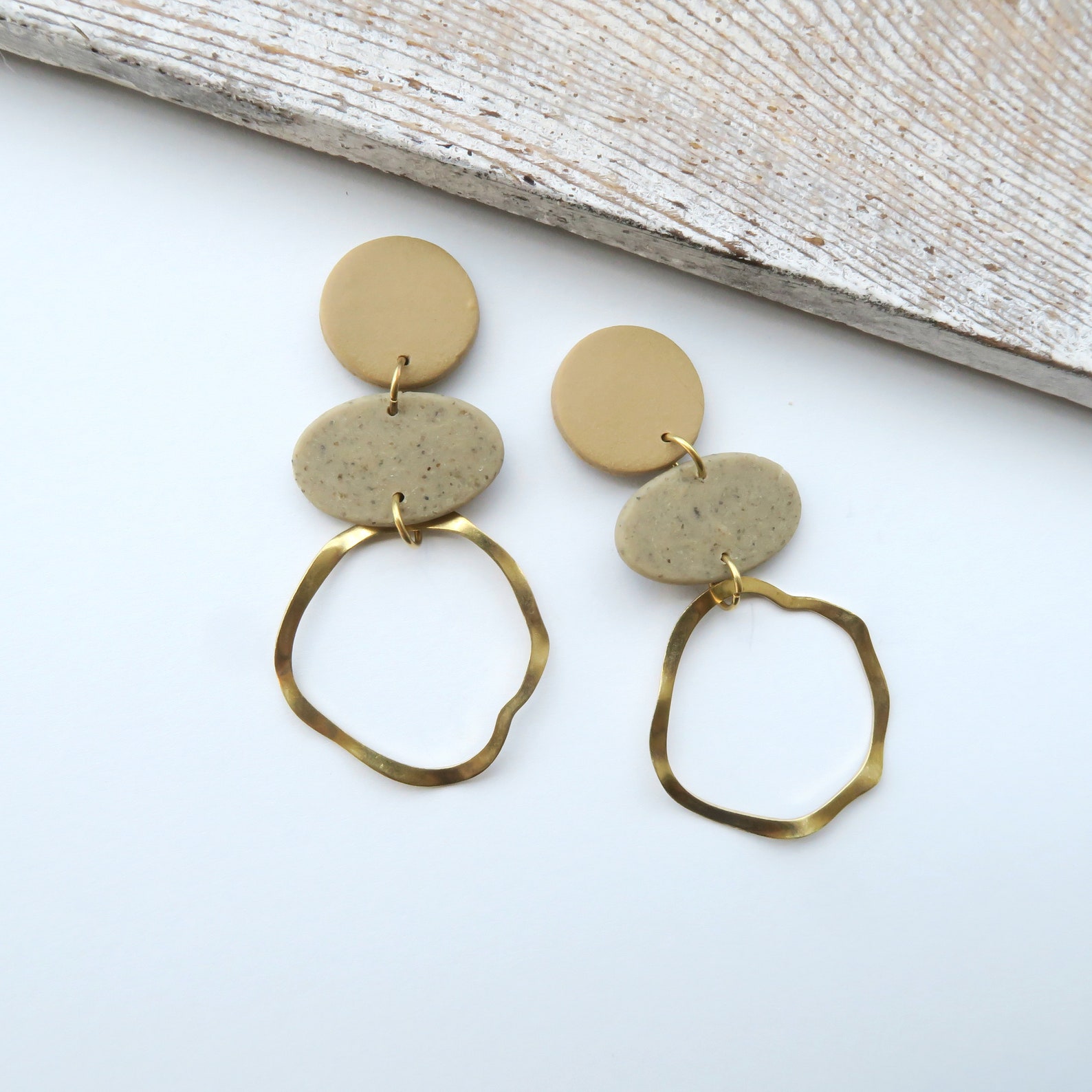 Neutral Tone Wavy Earrings| Polymer Clay Earrings| Abstract Earrings ...