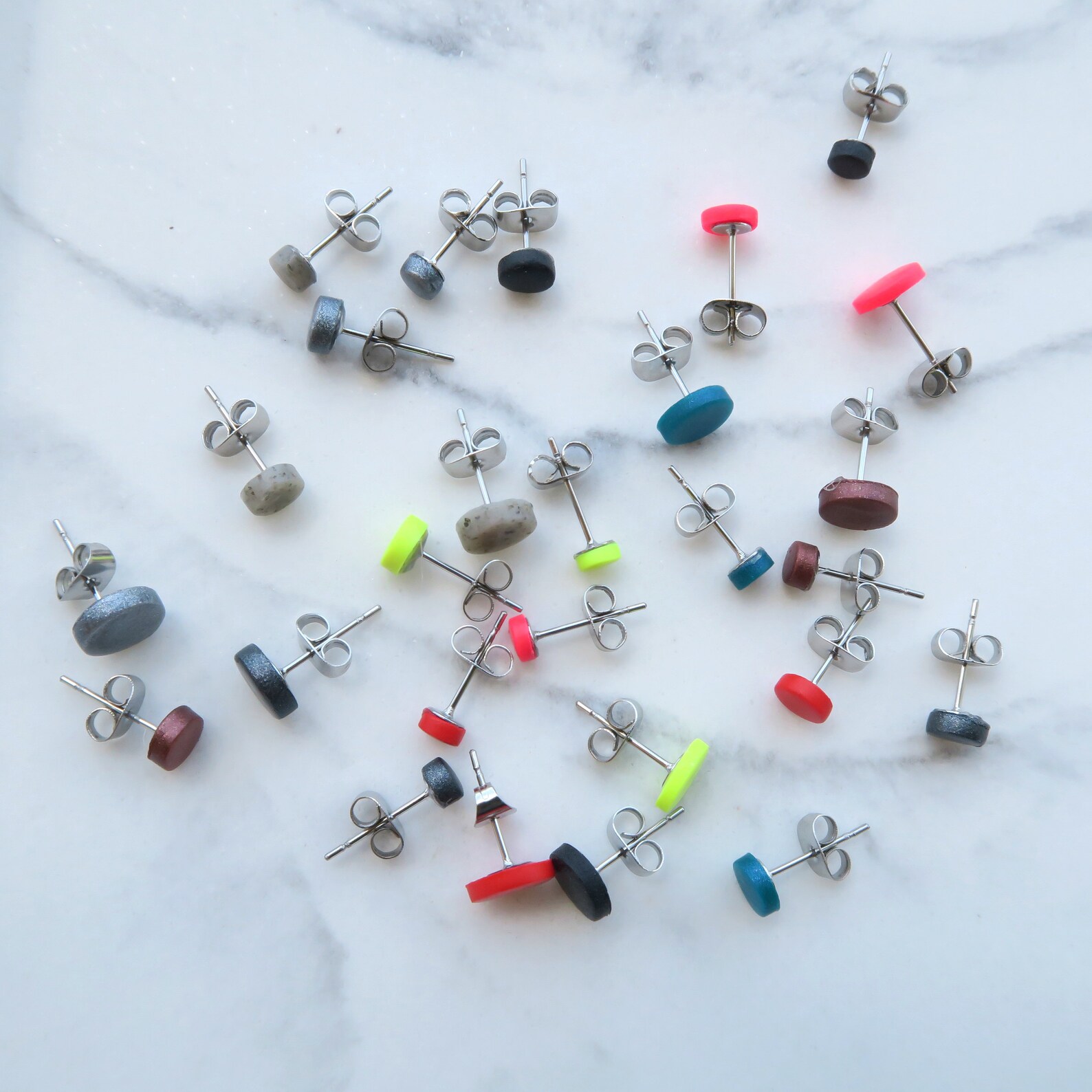 Neon Stud Earrings Matte Black Studs Unisex Men Studs | Etsy