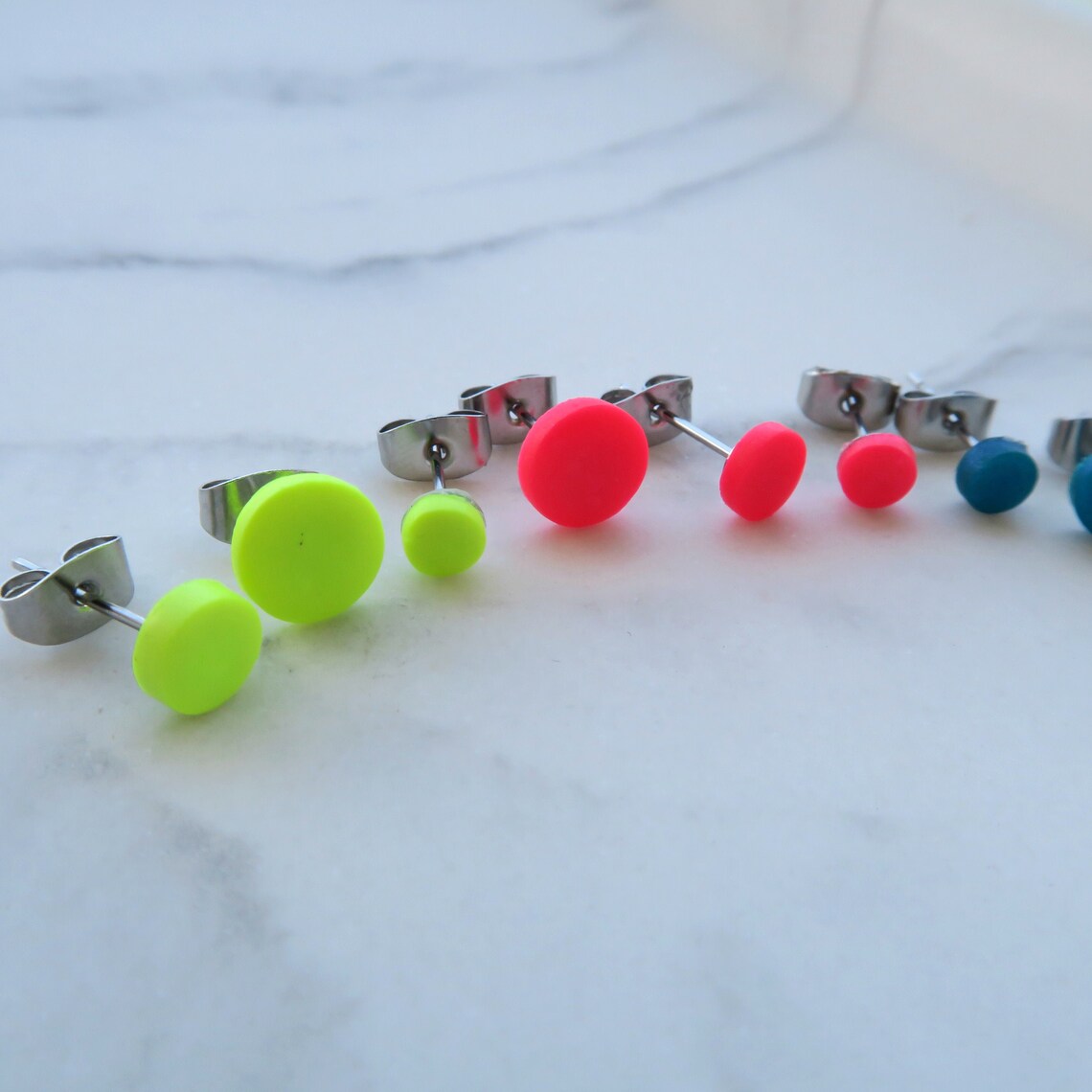Neon Stud Earrings Matte Black Studs Unisex Men Studs | Etsy