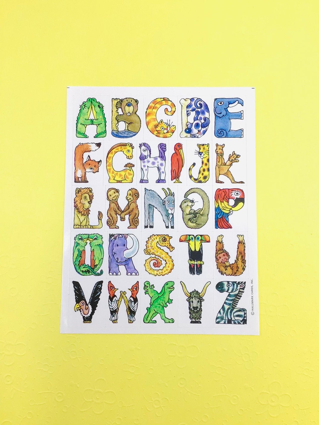 Vintage Hallmark Animal Alphabet Letters Sticker Sheet - Etsy