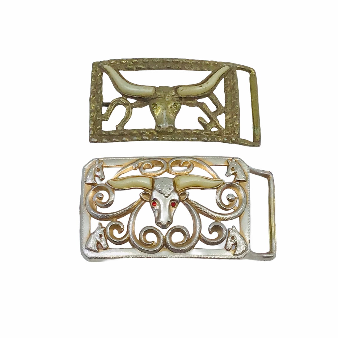 Vintage 1950s Cowboy Western Steer Head Belt Buckles Lot of 2 - Etsy