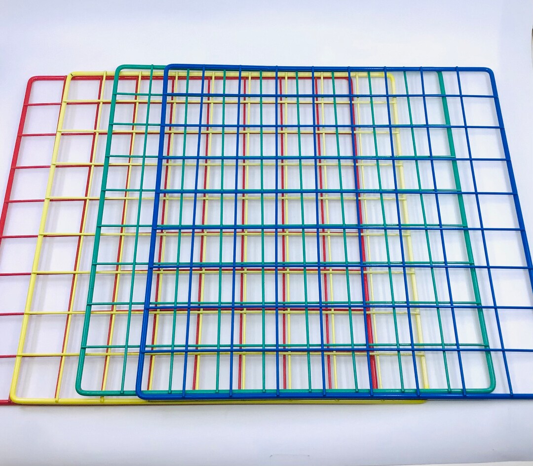 1 Vintage Wire Grid Panel in Primary Colors 14x14 for Cube Storage or ...