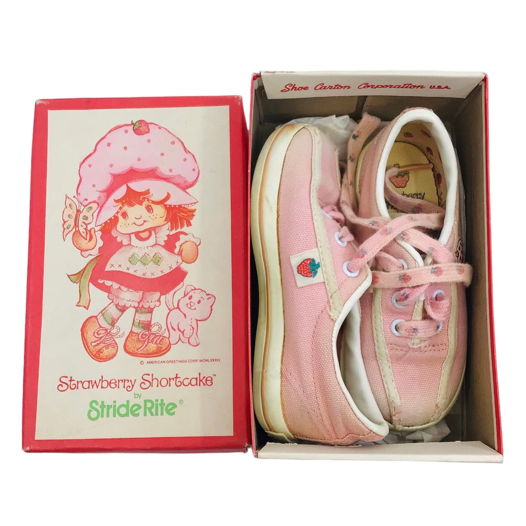 Vintage 80s Strawberry Shortcake Stride Sneakers Shoes W/ Box Youth ...